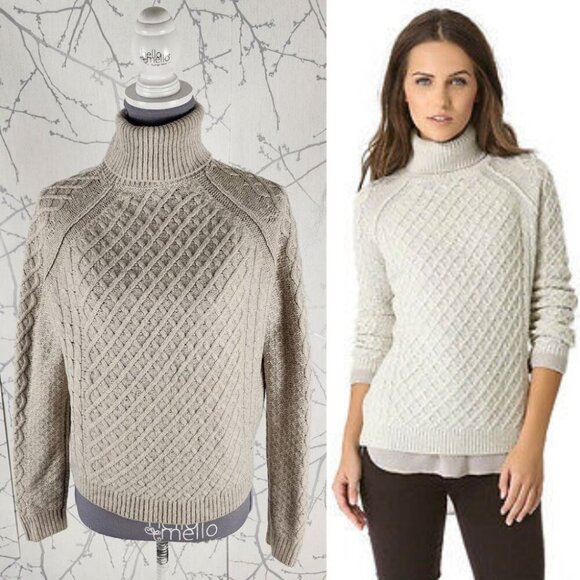 Vince | Sweaters | Vince Ivory Oatmeal Wool Yak Blend Cable Knit ...